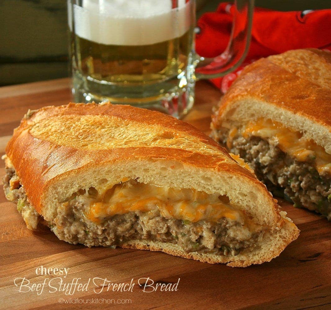 Cheesy Beef Stuffed French Bread - Wildflour's Cottage Kitchen