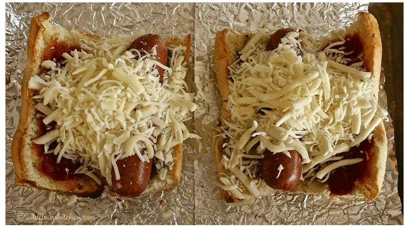 Pesto & Pepperoni Pizza Dogs on Garlic Bread - Wildflour's Cottage Kitchen