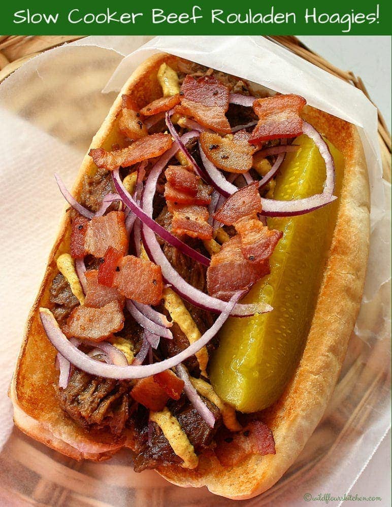 Slow Cooker Beef Rouladen Hoagies - Wildflour's Cottage Kitchen