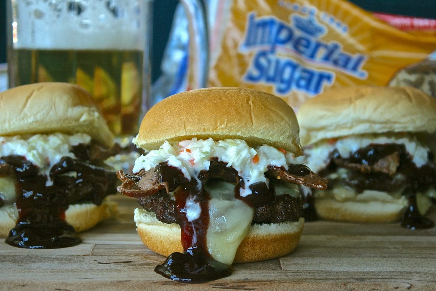 Spicy Rubbed Sliders with Chocolate-Covered Bacon, Brie, and Dark ...