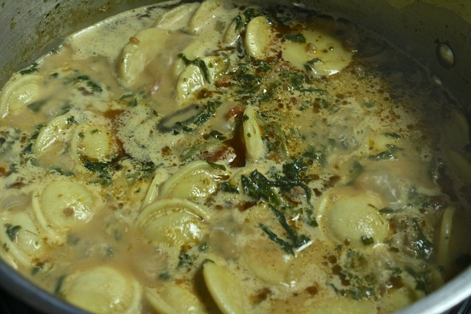 Italian Mini Cheese Ravioli, Sausage and Spinach Stew - Wildflour's ...