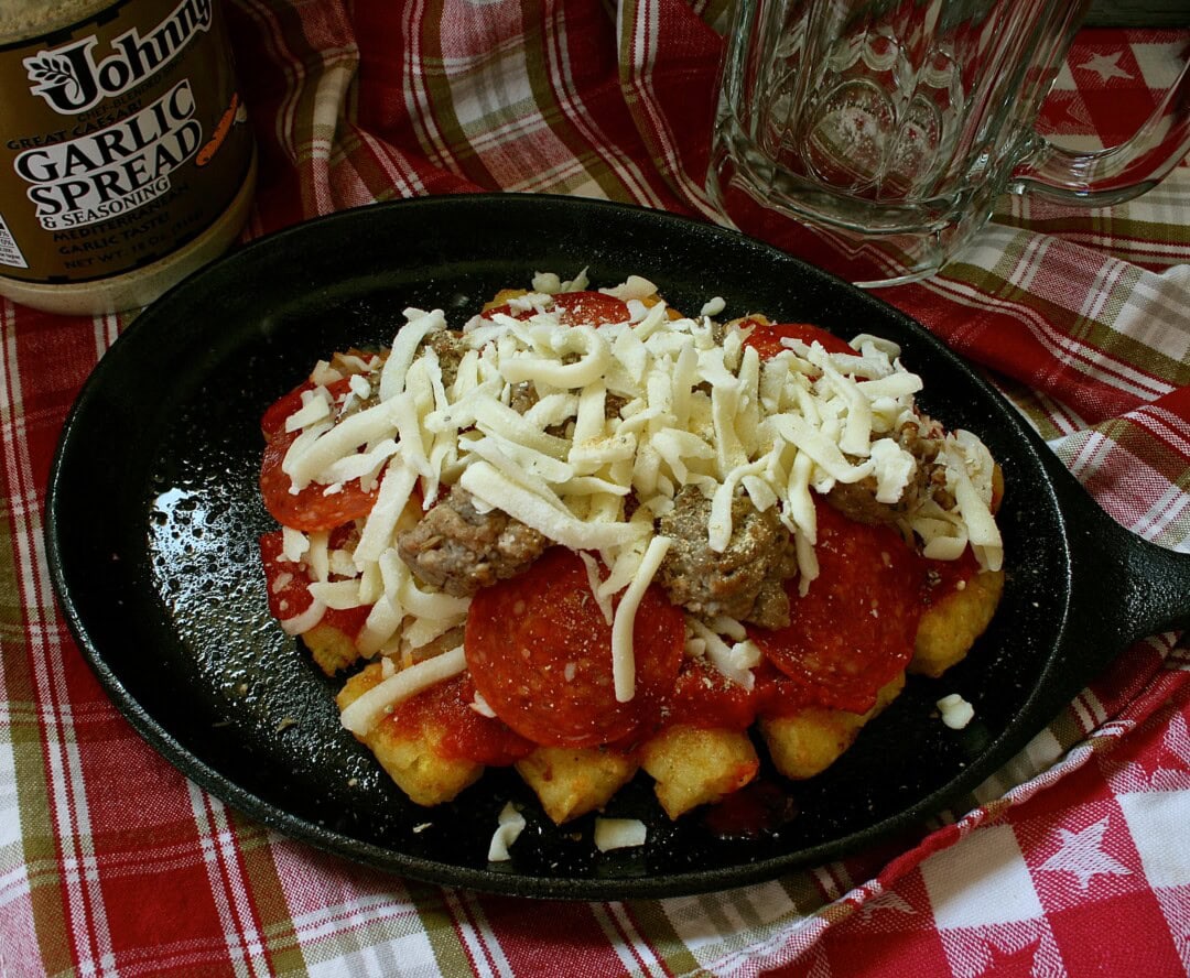 Loaded Sausage and Pepperoni Pizza Tots - Wildflour's Cottage Kitchen