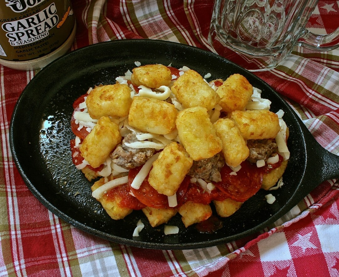 Loaded Sausage and Pepperoni Pizza Tots - Wildflour's Cottage Kitchen